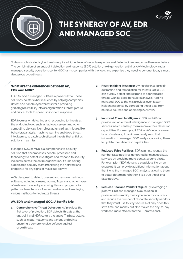 Obtain the Power of AV, EDR and Managed SOC | Download Now