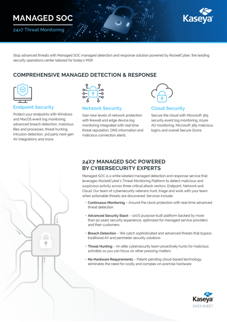 Managed SOC - 24x7 Threat Monitoring - RocketCyber